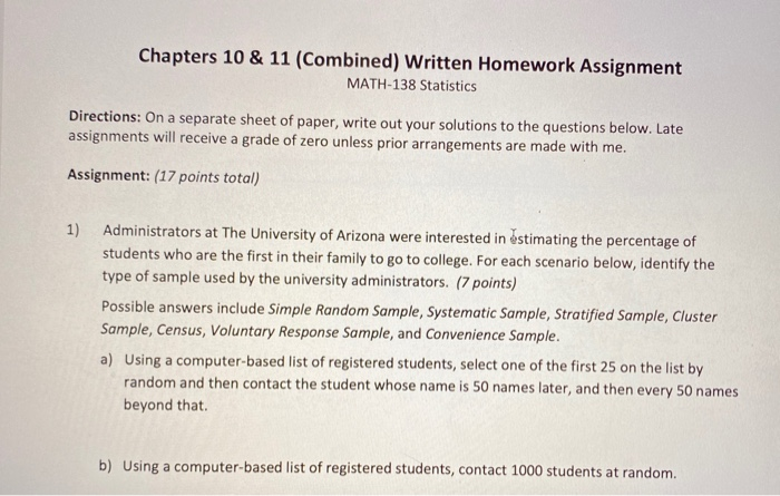 Solved Chapters 10 & 11 (Combined) Written Homework | Chegg.com