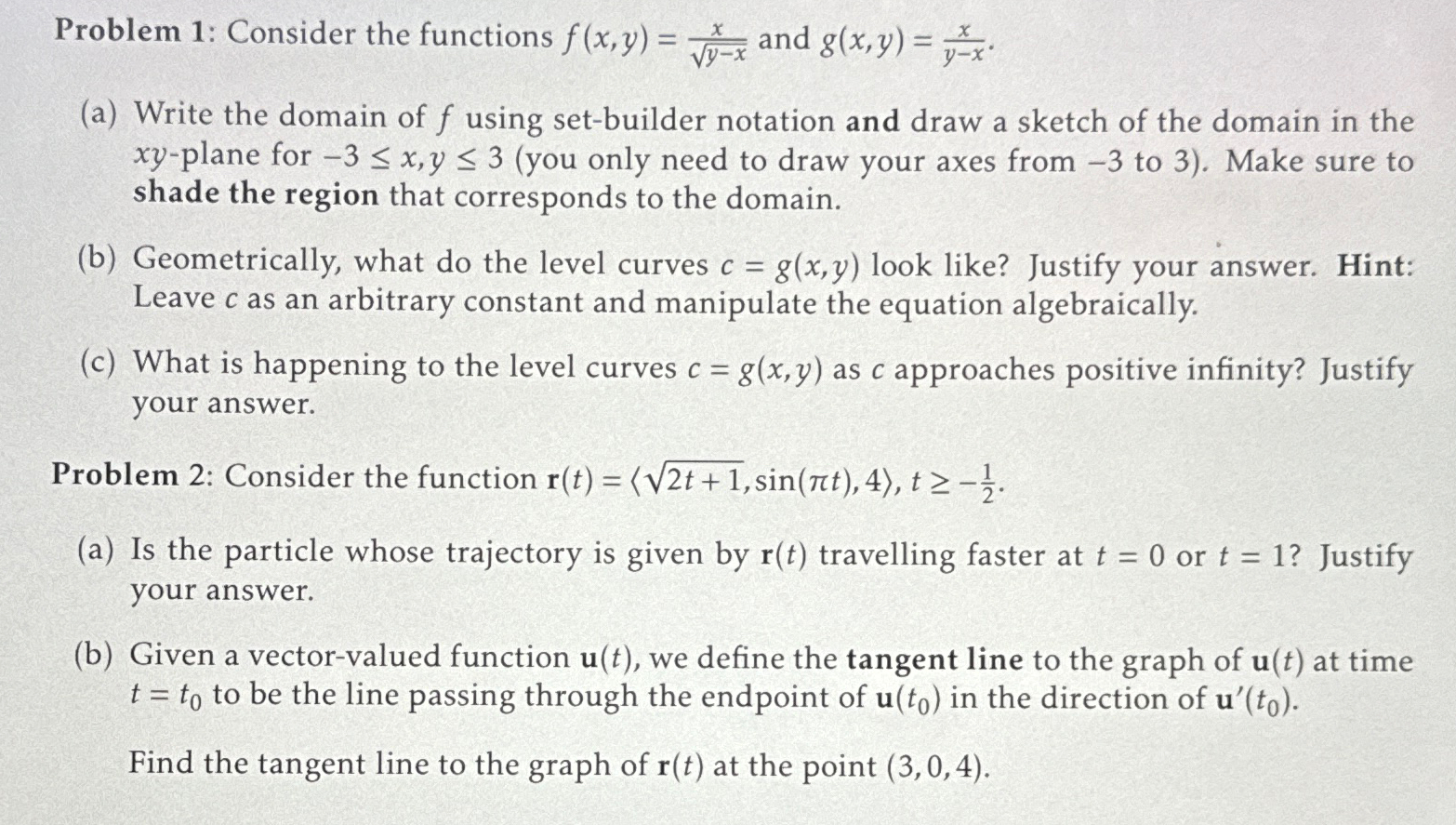 Solved Problem 1: Consider the functions f(x,y)=xy-x2 ﻿and | Chegg.com