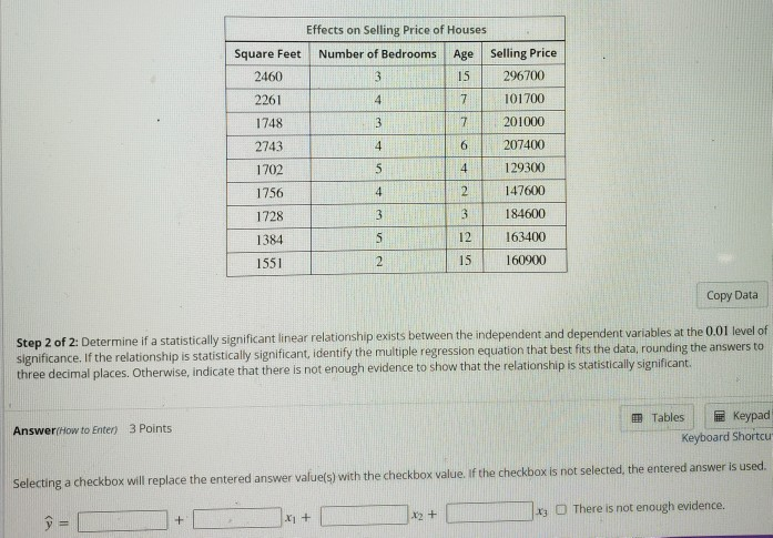 Solved The following data was collected to explore how the | Chegg.com