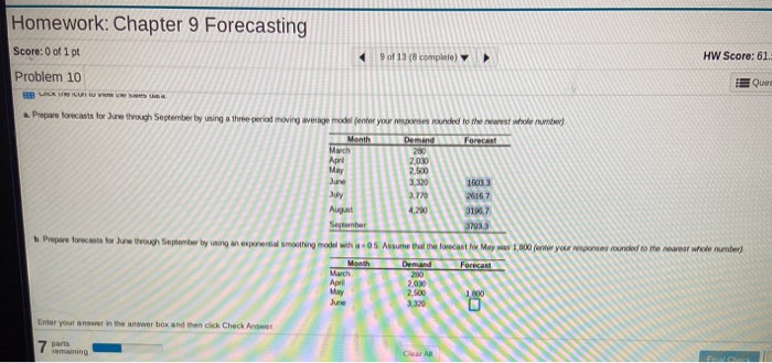 Solved Homework Chapter 9 Forecasting Score 0 Of 1pt