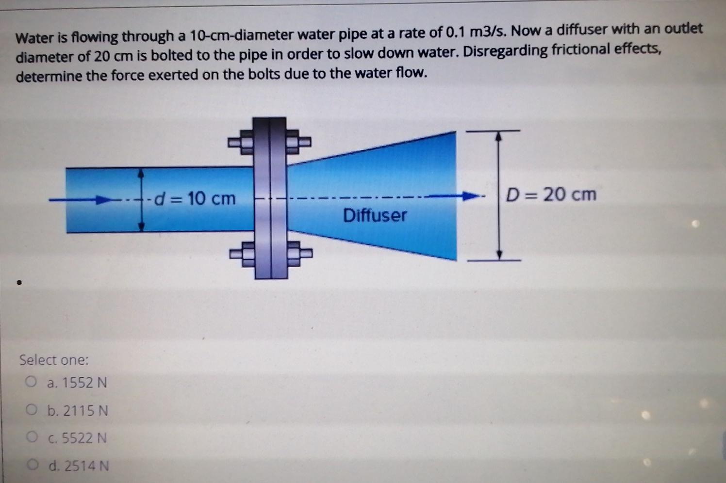 Solved Water is flowing through a 10-cm-diameter water pipe | Chegg.com