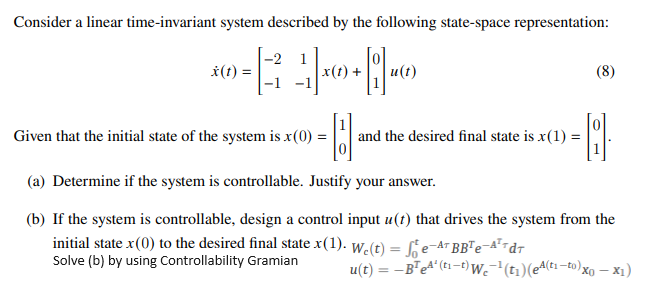 Solved Consider a linear time-invariant system described by | Chegg.com