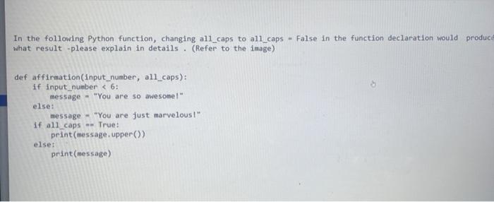 Solved In the following Python function, changing al1_caps | Chegg.com