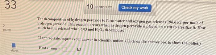 Solved 33 10 attempts lett Check my work 2 Doints The | Chegg.com