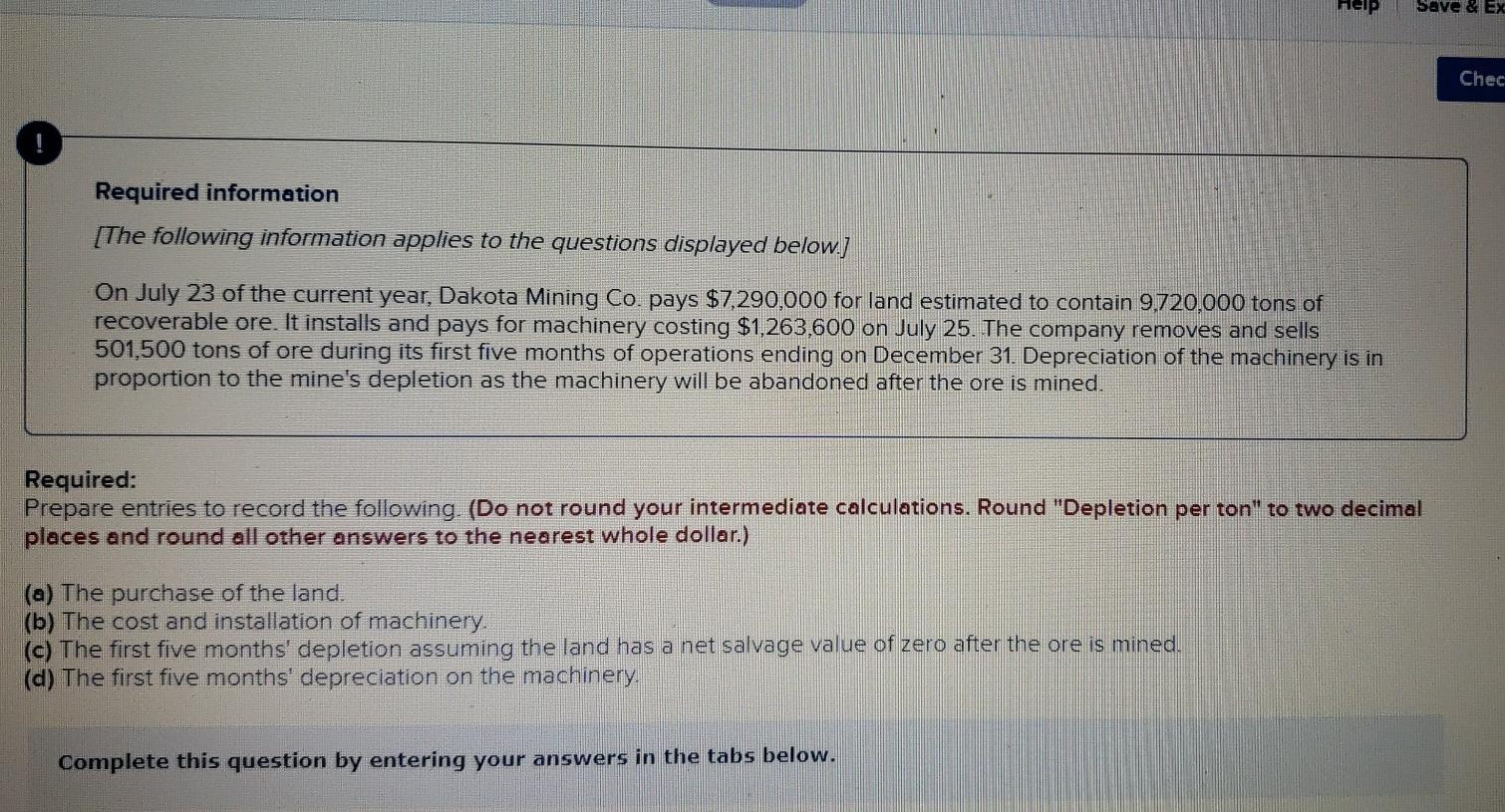 Solved iep Save & EX Chec Required information [The | Chegg.com