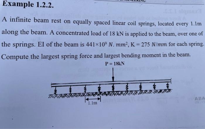 Solved Example 1.2.2. A infinite beam rest on equally spaced | Chegg.com