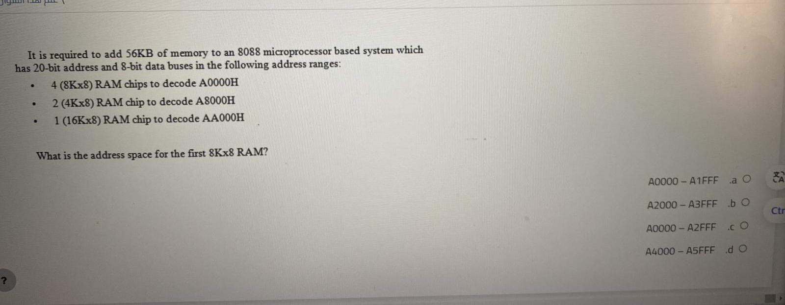 Solved It is required to add 56KB ﻿of memory to an 8088 | Chegg.com