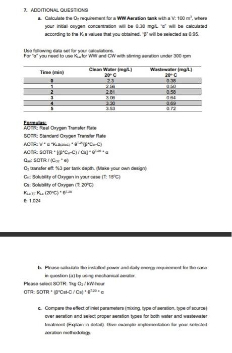 Solved 7. ADDITIONAL QUESTIONS a. Calculate the O2 | Chegg.com
