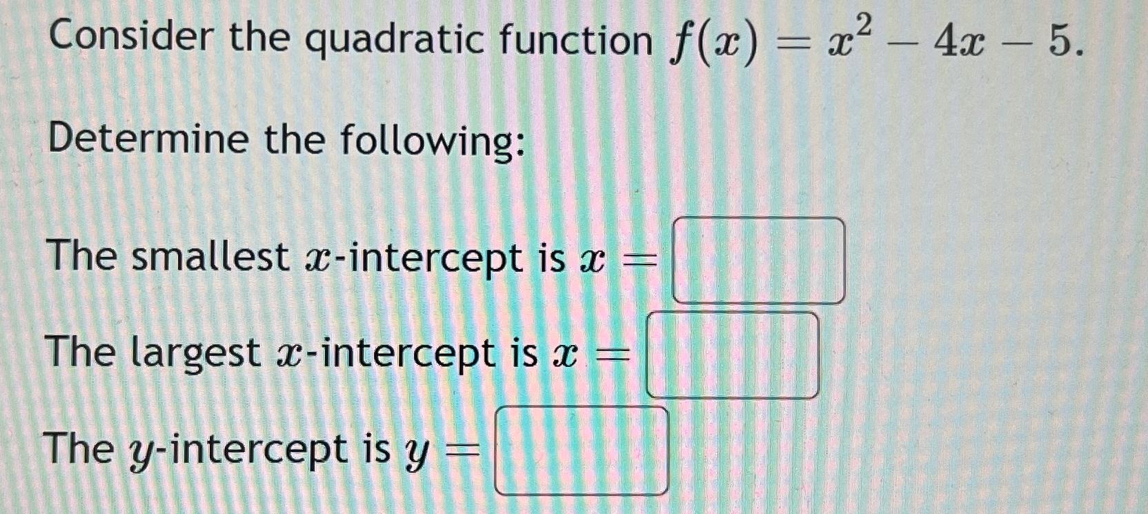 Solved Consider the quadratic function | Chegg.com