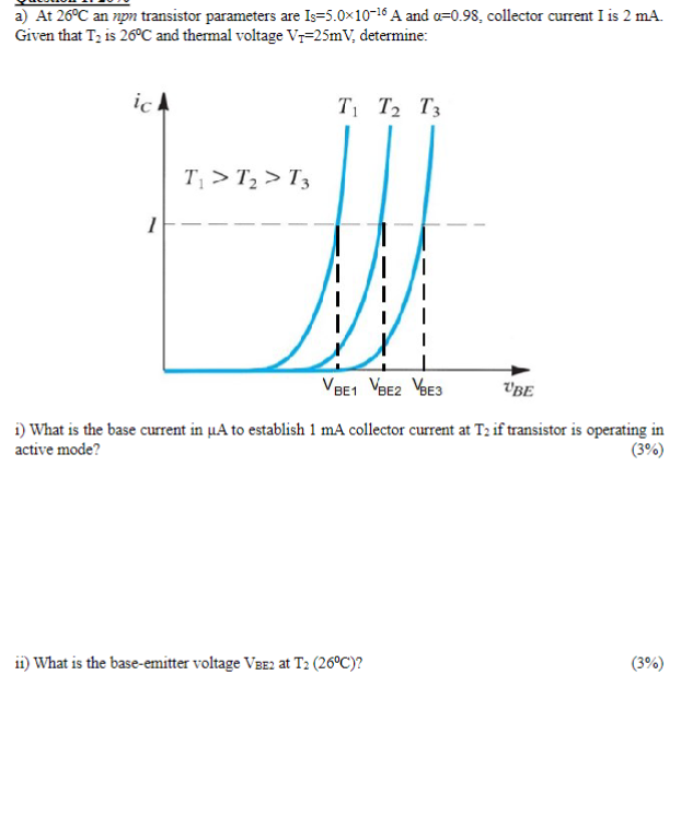 Solved a) ﻿At 26°C ﻿an npn ﻿transistor parameters are | Chegg.com