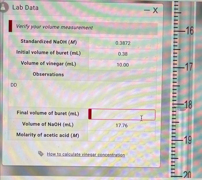 Solved i need final volune of buret (mL) and molarity of | Chegg.com