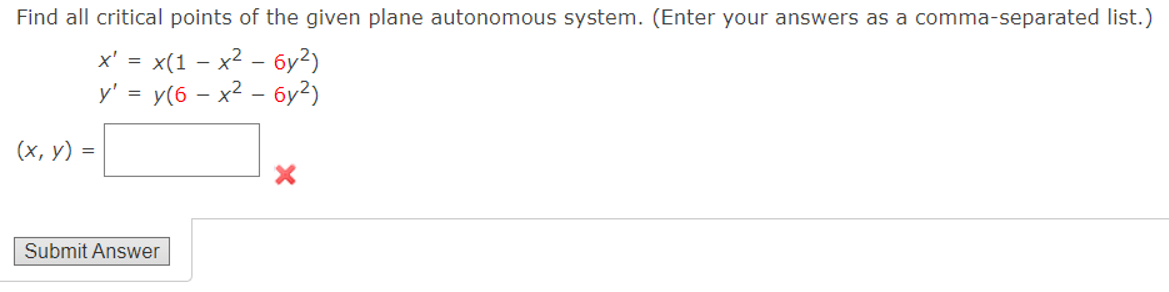 Solved Find all critical points of the given plane | Chegg.com