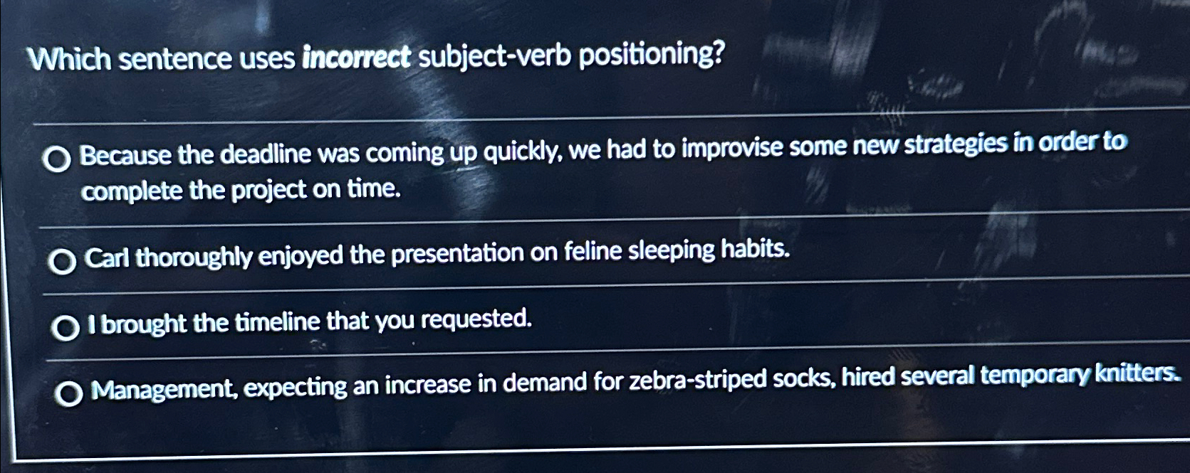 Solved Which sentence uses incorrect subject-verb | Chegg.com