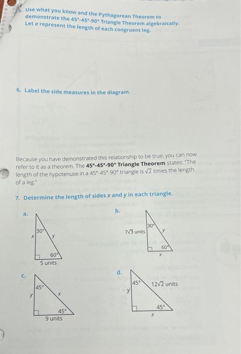 Solved Use what you know and the Pythagorean Theorem to | Chegg.com