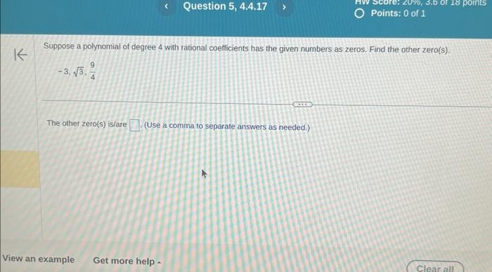 Solved −3,3,49 The other zero(s) is/are (Use a comma to | Chegg.com