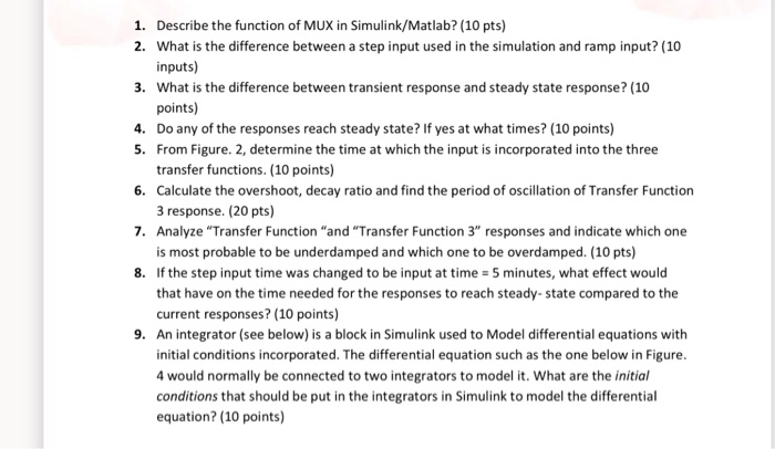 Solved 1. Describe the function of MUX in Simulink/Matlab? | Chegg.com
