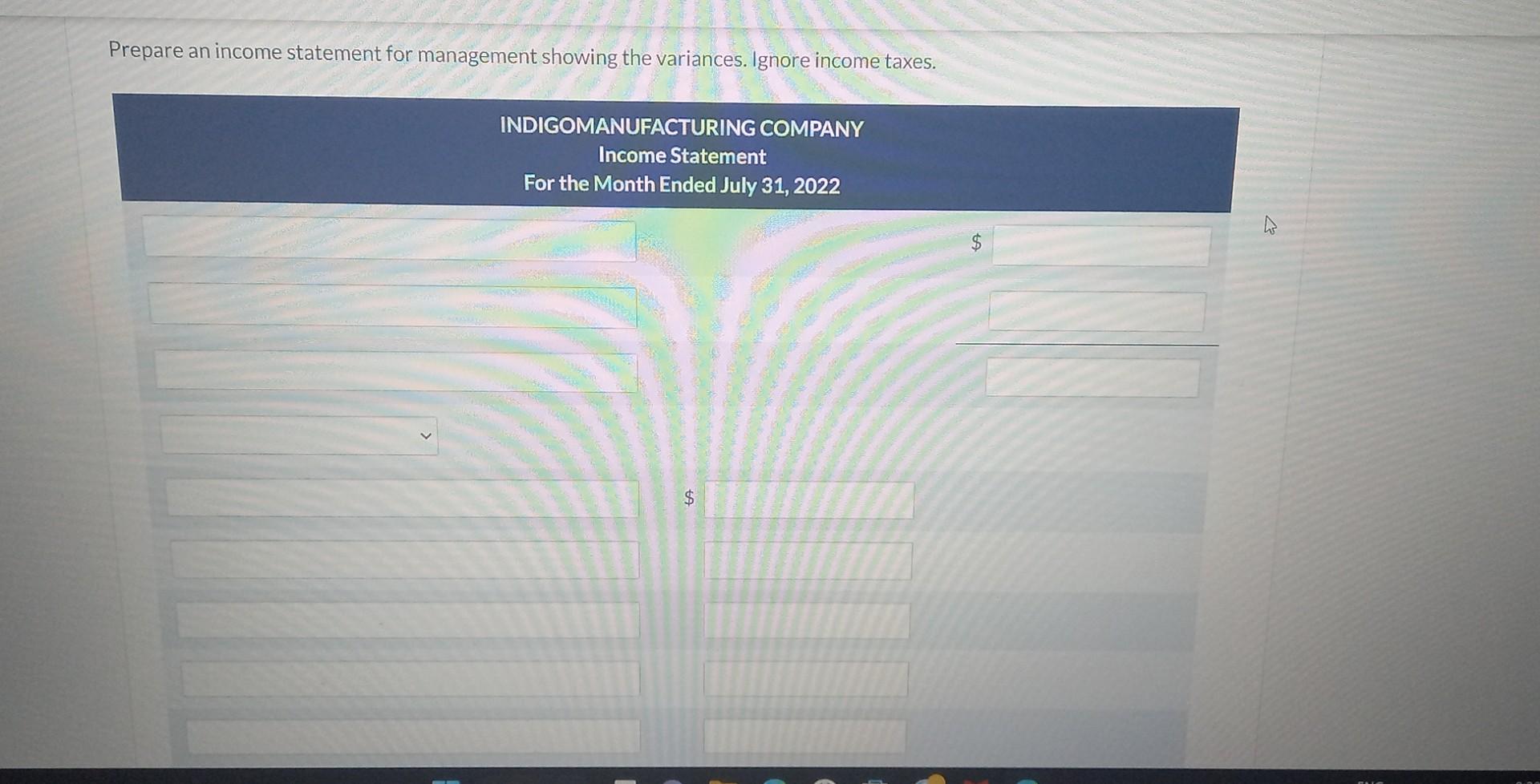 Solved Current Attempt in Progress Indigo Manufacturing | Chegg.com