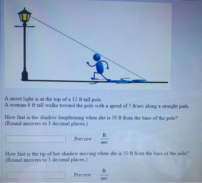 Solved A street light is at the top of a 12 ft tall pole. A | Chegg.com