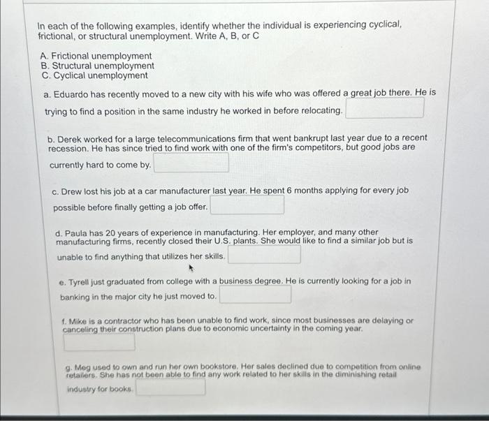 Solved In each of the following examples, identify whether | Chegg.com