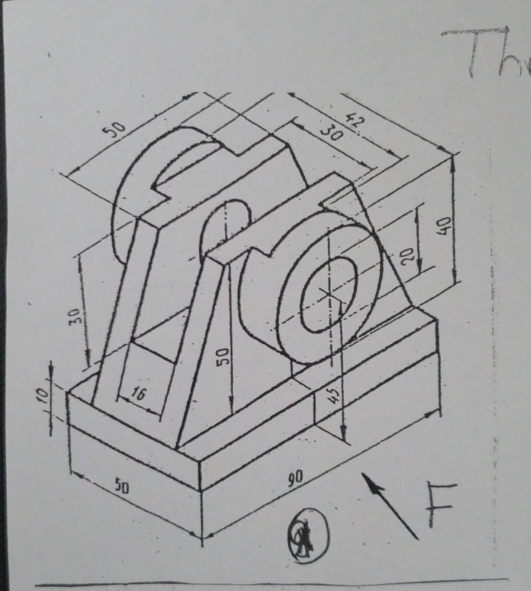 Solved Draw it with three views (front ,top, side) With | Chegg.com