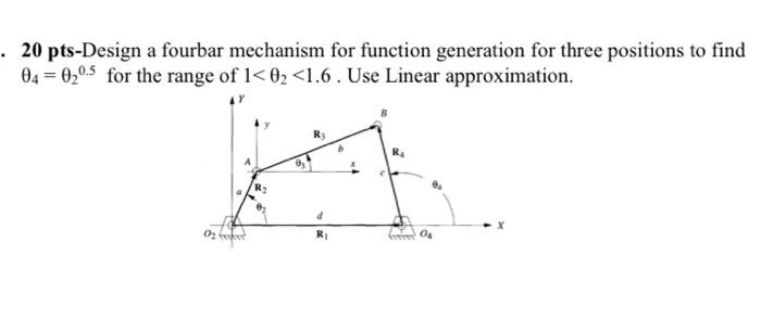 Solved · 20 pts-Design a fourbar mechanism for function | Chegg.com