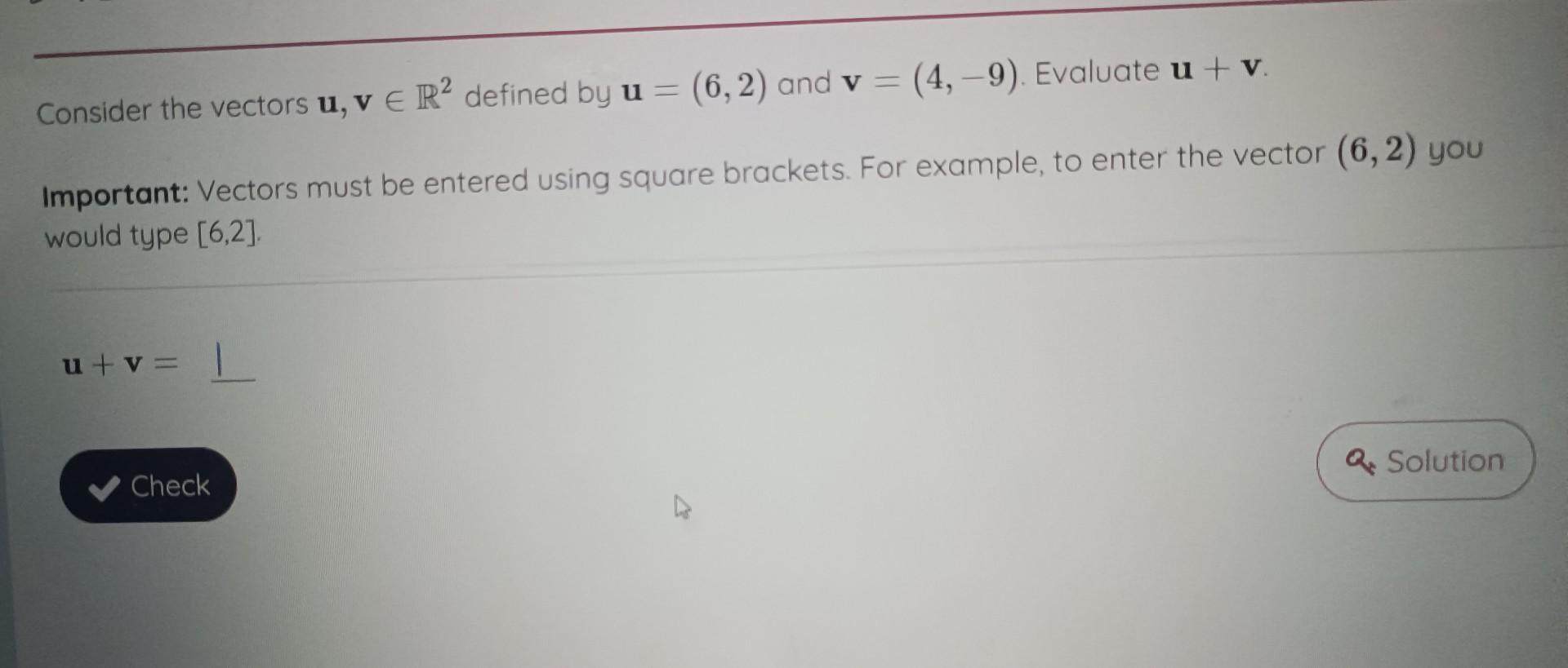 Solved Consider the vectors u,v∈R2 defined by u=(6,2) and | Chegg.com