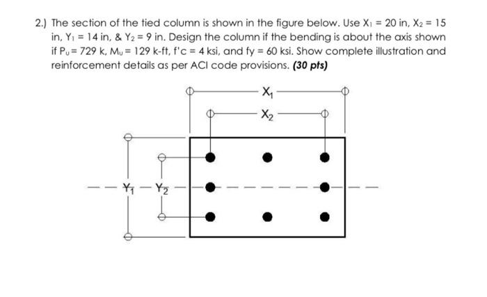 Solved 2.) The section of the tied column is shown in the | Chegg.com