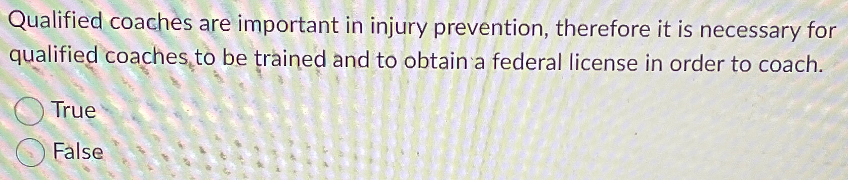 Solved Qualified coaches are important in injury prevention, | Chegg.com