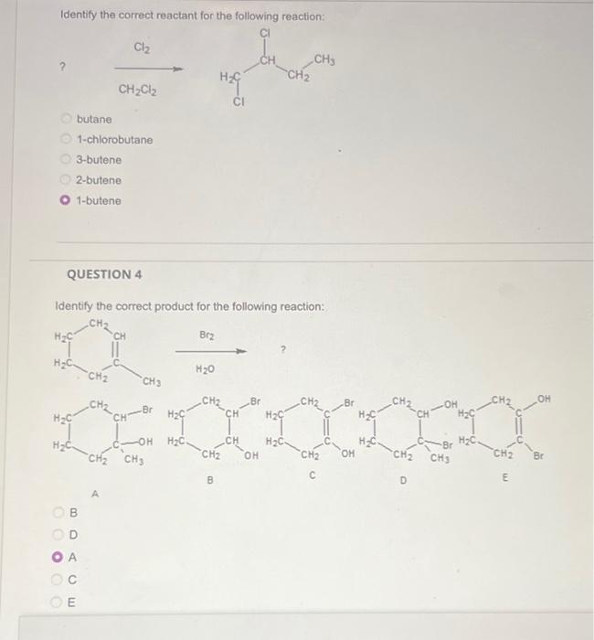 Solved Identify the correct reactant for the following | Chegg.com