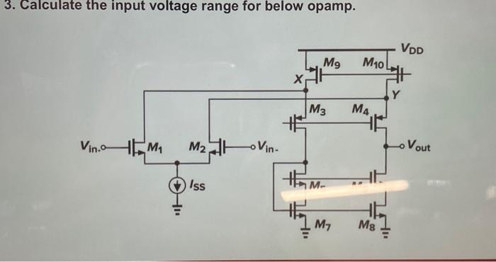 Solved 3. Calculate the input voltage range for below opamp. | Chegg.com