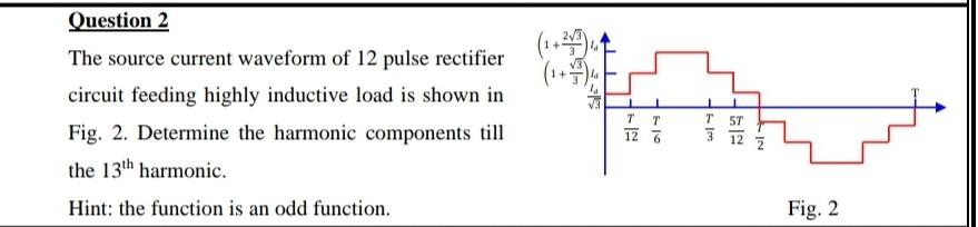 Solved Question 2 The source current waveform of 12 pulse | Chegg.com