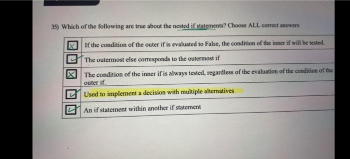 Solved 35) Which of the following are true about the nested | Chegg.com