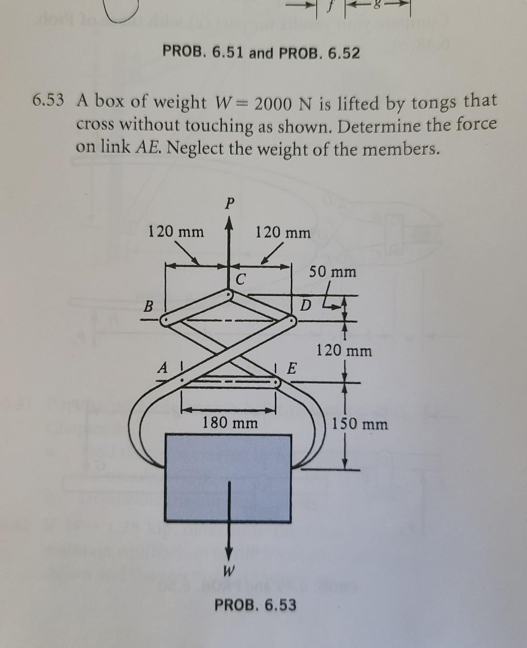 Solved PROB, 6.51 and PROB, 6.52 6.53 A box of weight W=2000 | Chegg.com Solved PROB, 6.51 and PROB, 6.52 6.53 A box of weight W=2000 | Chegg.com