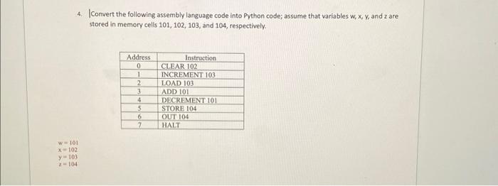 Solved Convert the following assembly language into python | Chegg.com