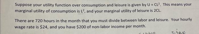 Solved Suppose your utility function over consumption and | Chegg.com
