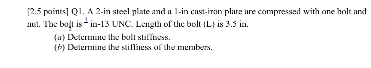 Solved How to solve [2.5 ﻿points] ﻿Q1. ﻿A 2-in steel plate | Chegg.com