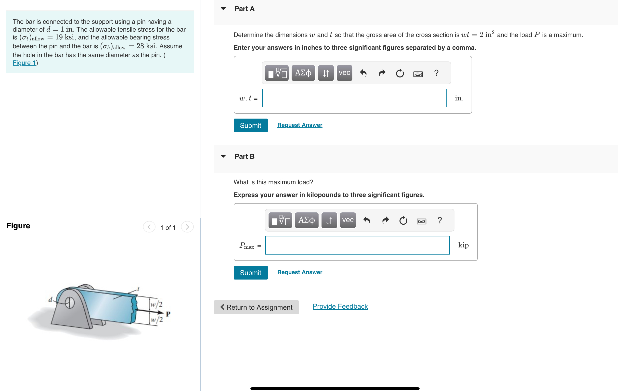Solved The bar is connected to the support using a pin | Chegg.com