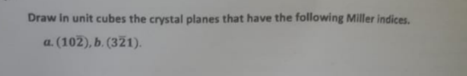 Solved Draw in unit cubes the crystal planes that have the | Chegg.com
