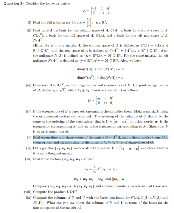 Solved Question 3) ﻿Consider the following | Chegg.com