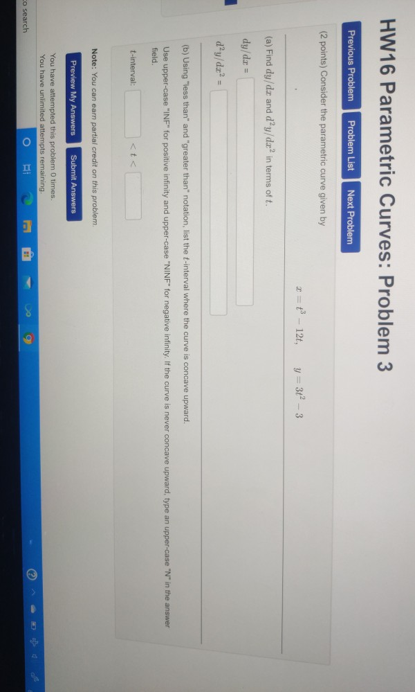 Solved HW16 Parametric Curves: Problem 3 Previous Problem | Chegg.com Solved HW16 Parametric Curves: Problem 3 Previous Problem | Chegg.com