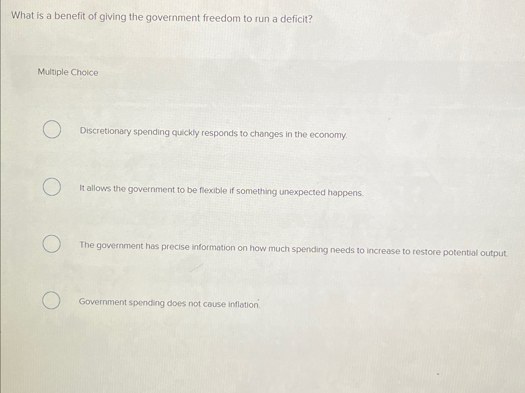 Solved What is a benefit of giving the government freedom to | Chegg.com