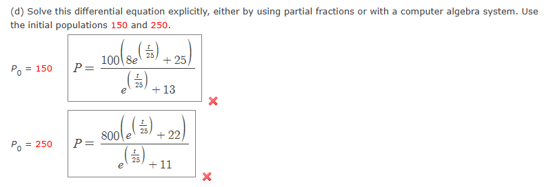 Solved dPdt=0.2P(1-P1000)-32(d) ﻿Solve this differential | Chegg.com