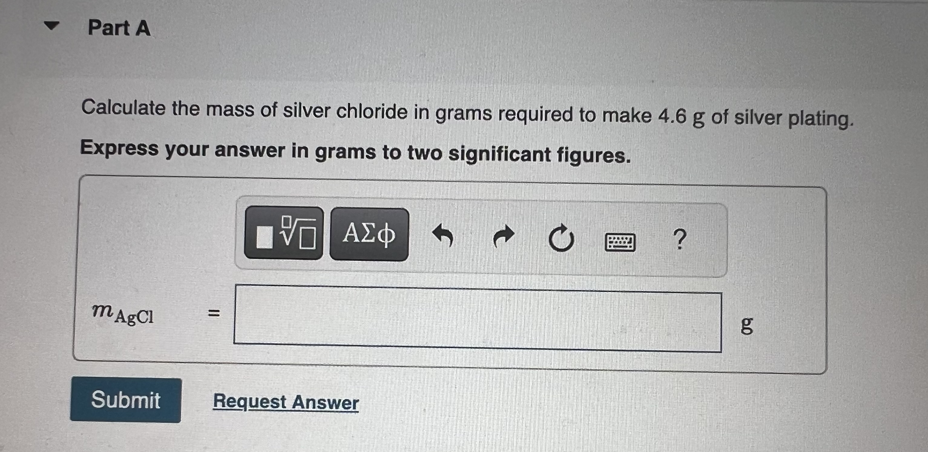 Solved Part ACalculate the mass of silver chloride in grams | Chegg.com