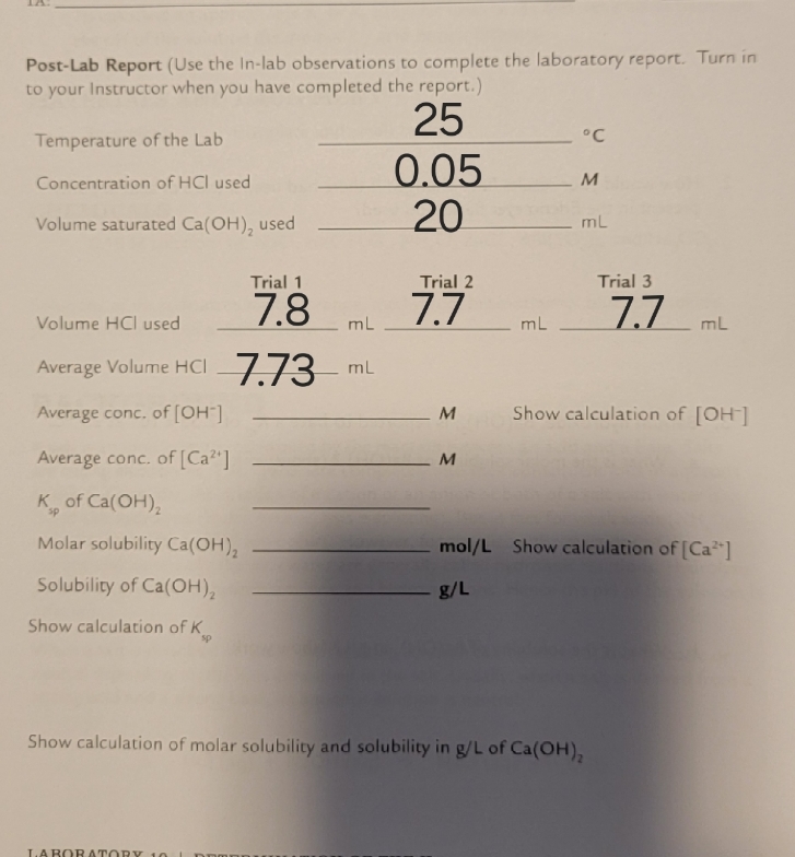 Solved Post-Lab Report (Use the In-lab observations to | Chegg.com