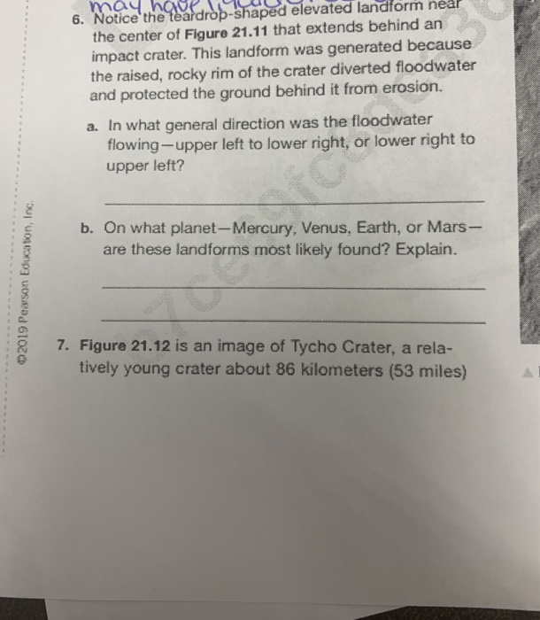 mana 6. Notice'the teardrop-shaped elevated landform | Chegg.com