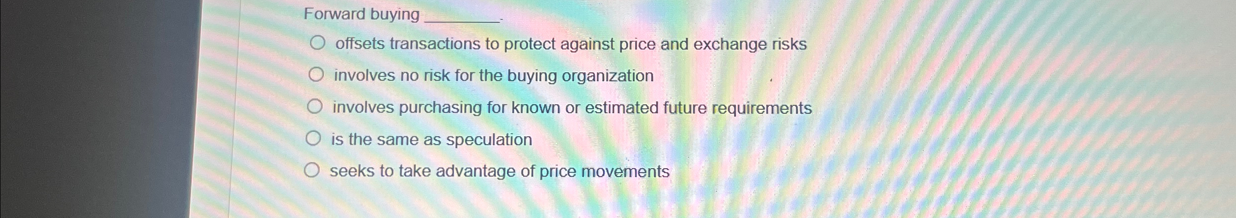 Solved Forward buyingoffsets transactions to protect against | Chegg.com