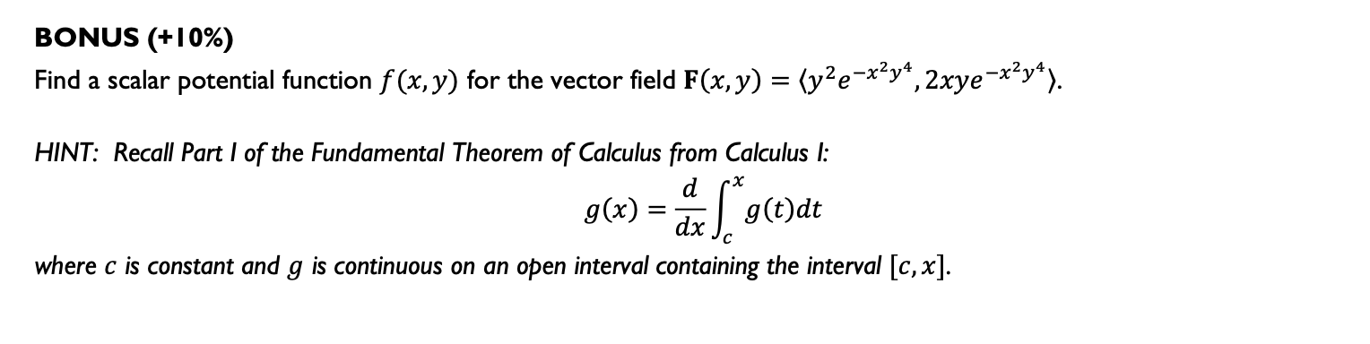 Solved BONUS (+ 10% )Find a scalar potential function f(x,y) | Chegg.com