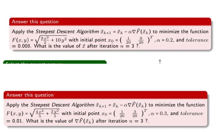 Solved Answer this question Apply the Steepest Descent | Chegg.com