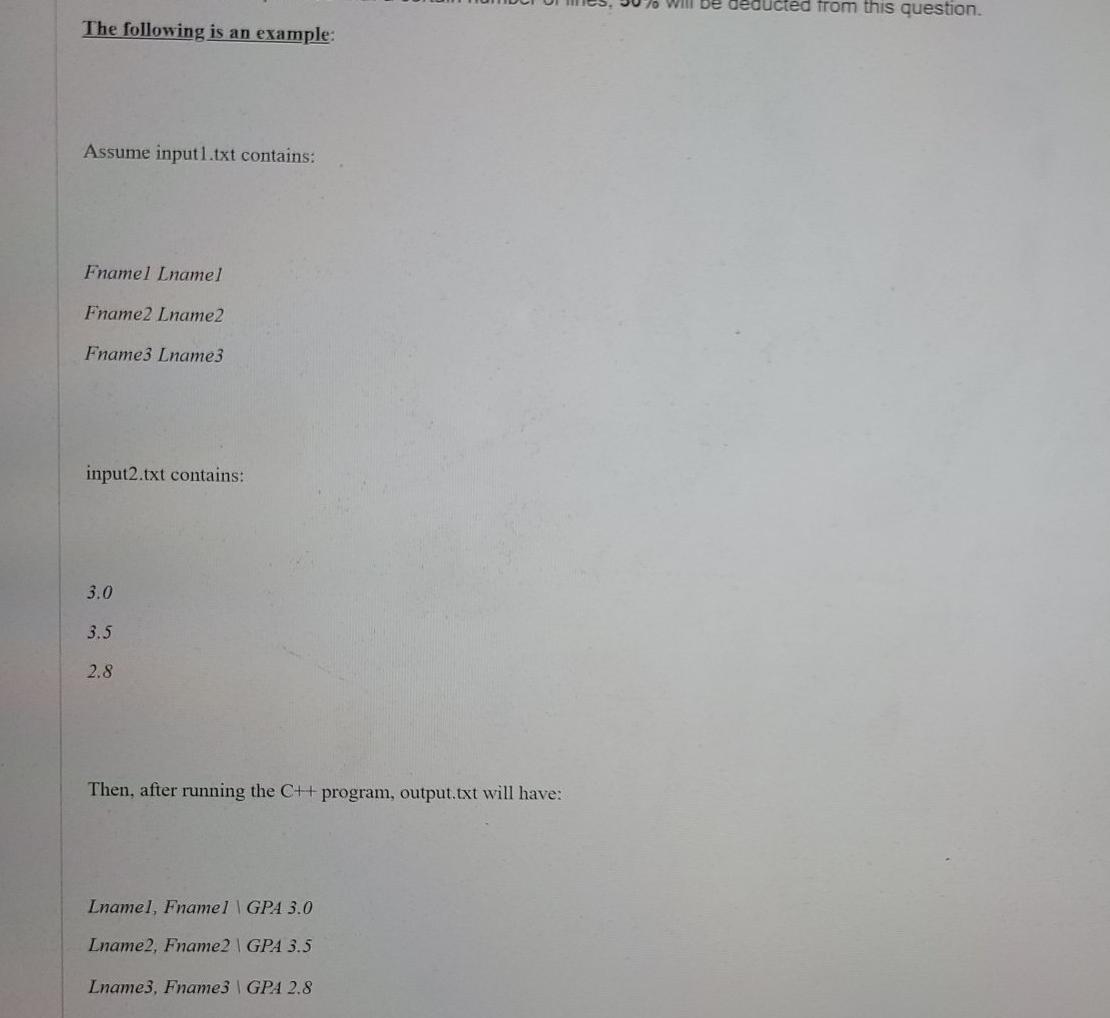 Solved Consider two files by the names of input1.txt and | Chegg.com