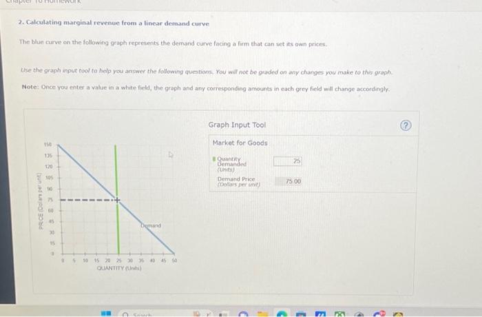Solved 2. Calculating marginal revenue from a linear demand | Chegg.com